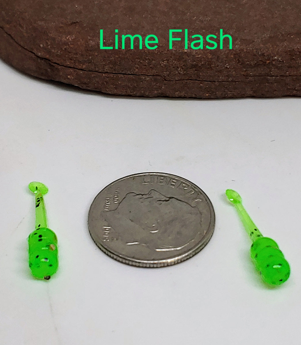 3/4" Panfish Saucer - Lime Flash 020 – J and S Soft Plastyx